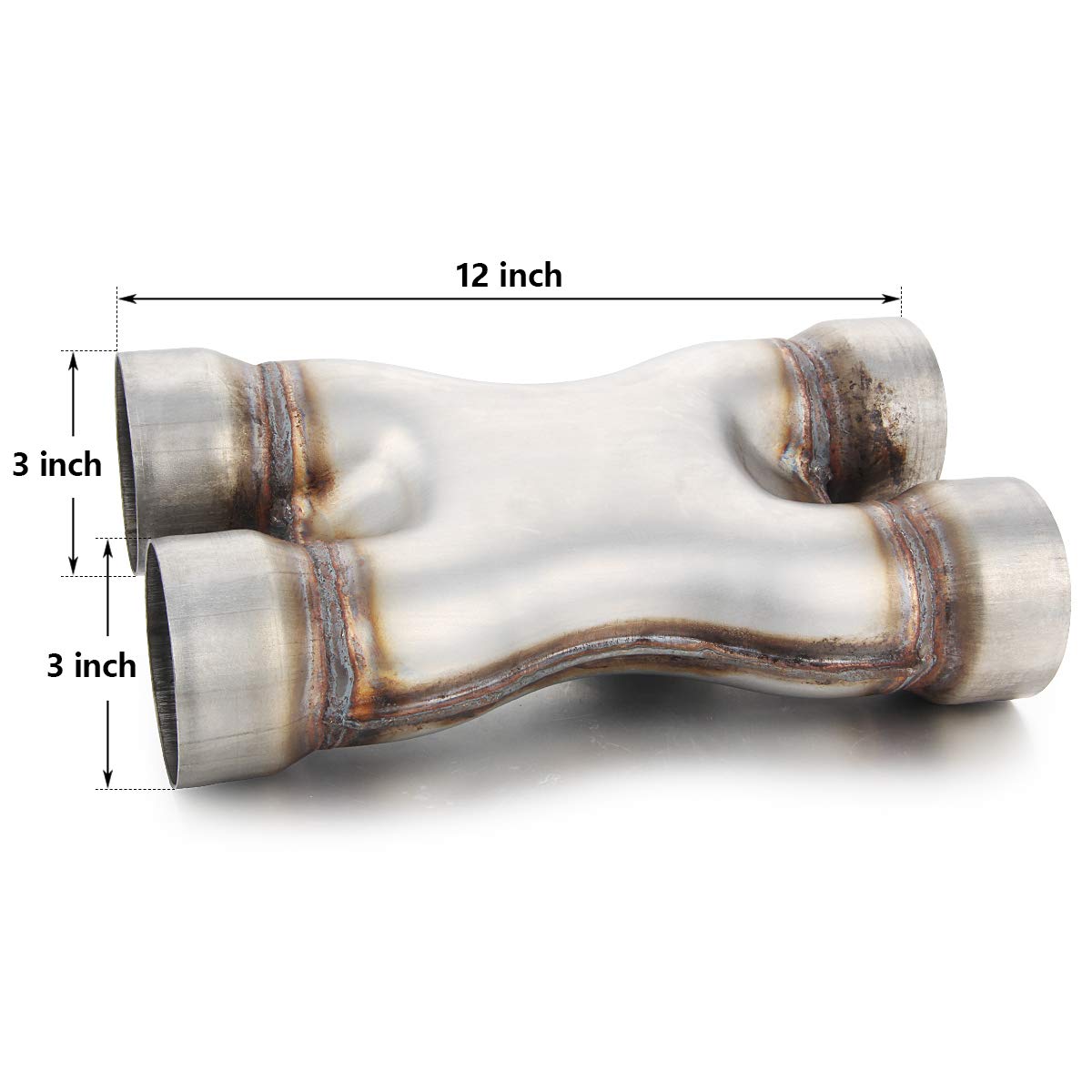 Exhaust X Pipe 3" Inlet, A-KARCK 3" Outlet 12" Long Stainless Steel X ...
