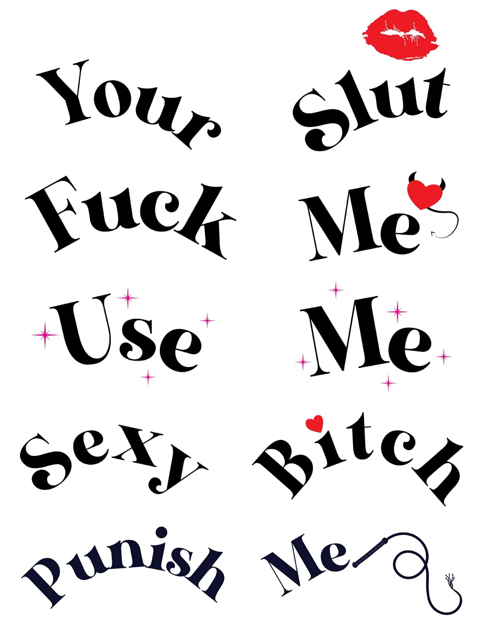 Amazon.com : Kink Ink - 5 Sexy Kinky Chest Breast Temporary Tattoos for Women, Waterproof Fake ...