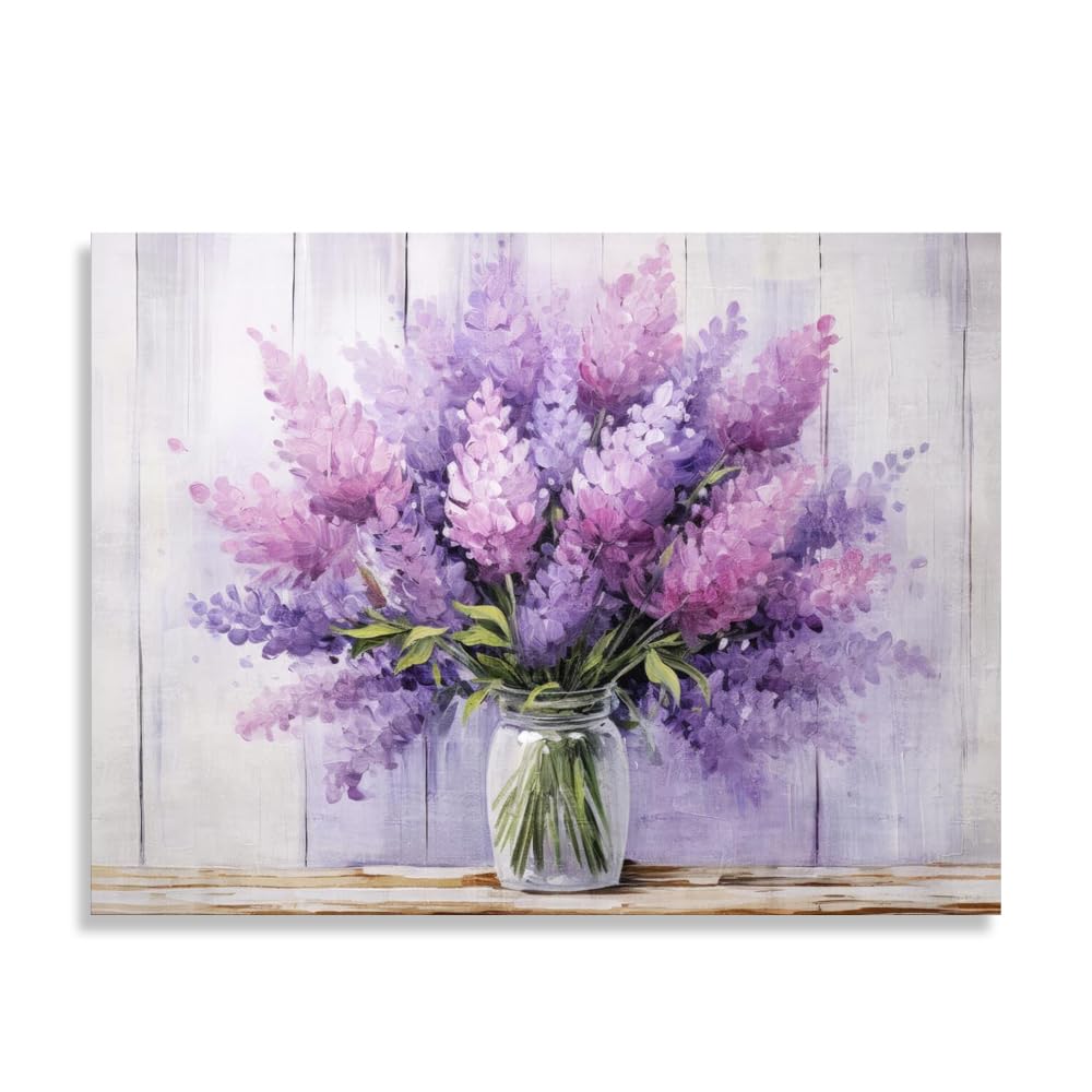 Amazon.com: Rustic Lavender Wall Art Country Floral Canvas Prints ...