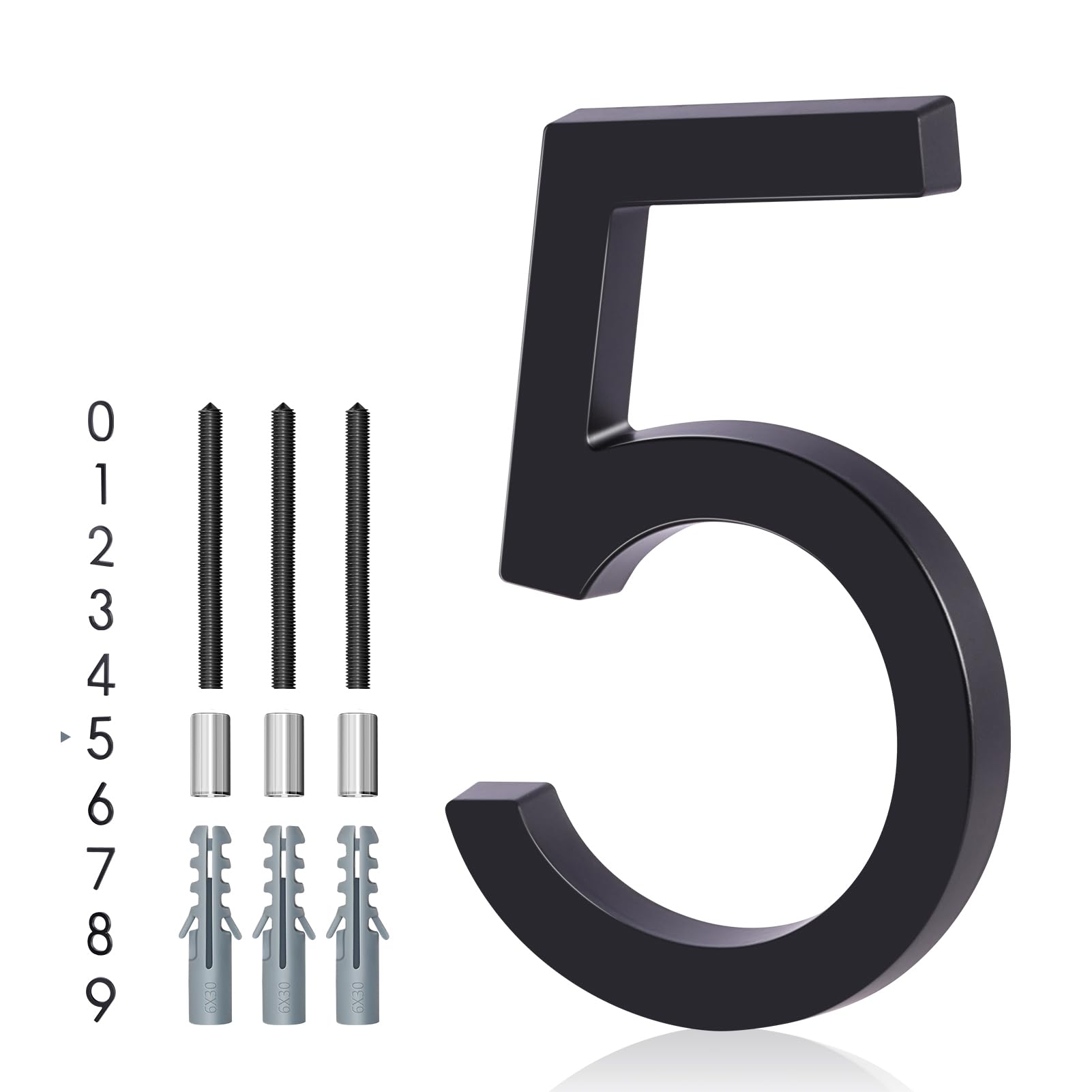Amazon.com: Floating House Number 5, YIPLED 6 Inch Modern House Numbers ...