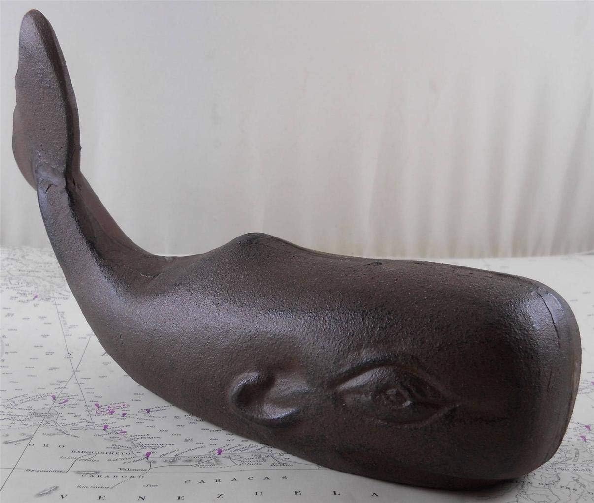 Amazon.com: Large Cast Iron Whale Figure - Nautical Whale Doorstop ...