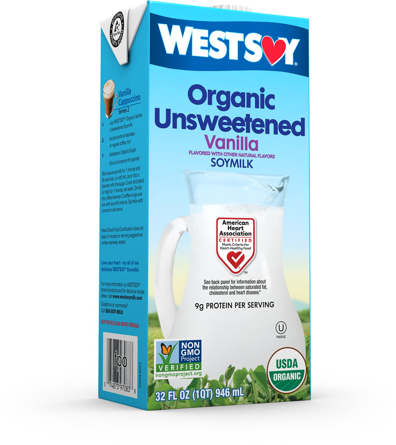 Amazon.com: Westsoy Organic Soy Milk, Unsweetened Vanilla, 8g of ...