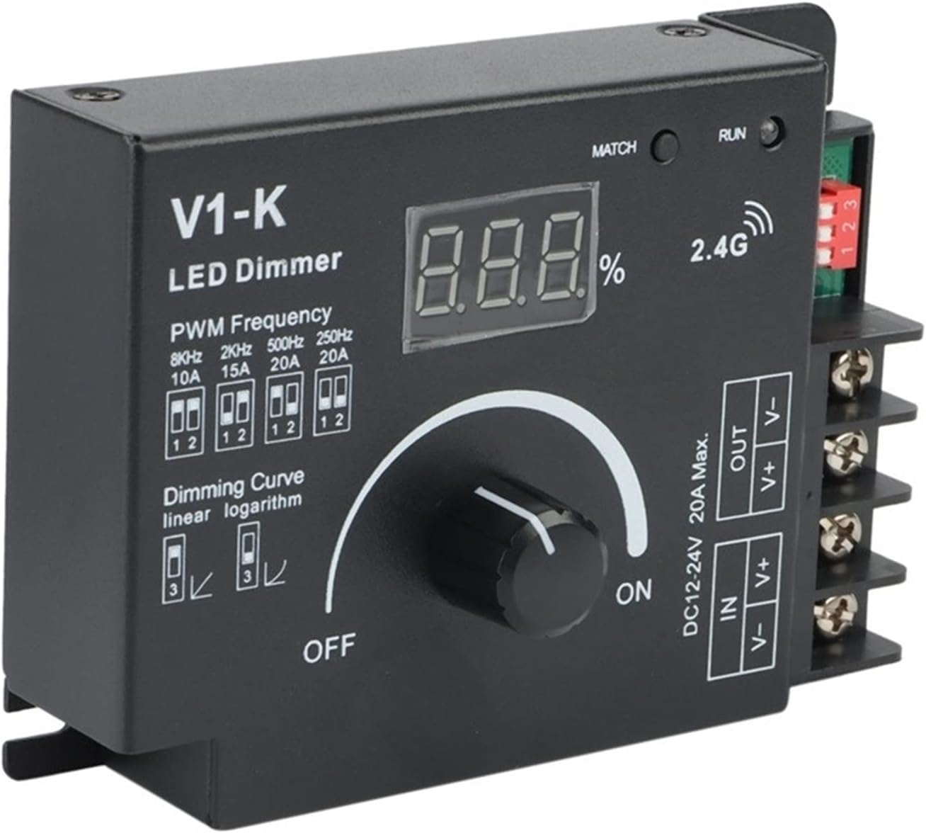 Amazon.com: MSEURO 12V 24V PWM Dimmer Switch Knob 20A Frequency ...