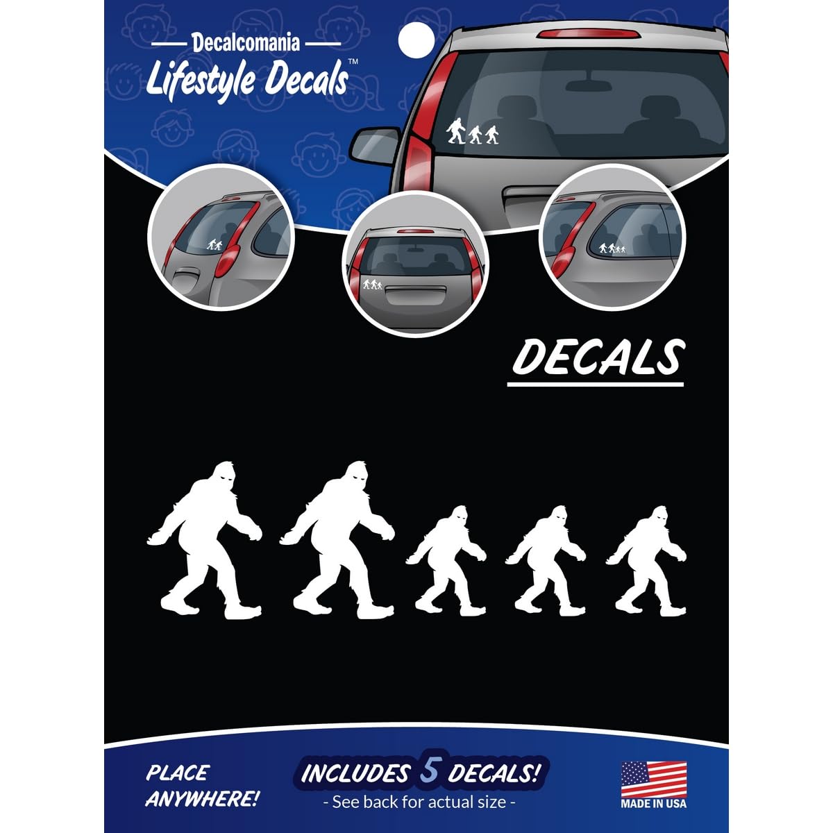 Amazon.com - White Sasquatch Family Car Stickers - Set of 5 Bigfoot ...