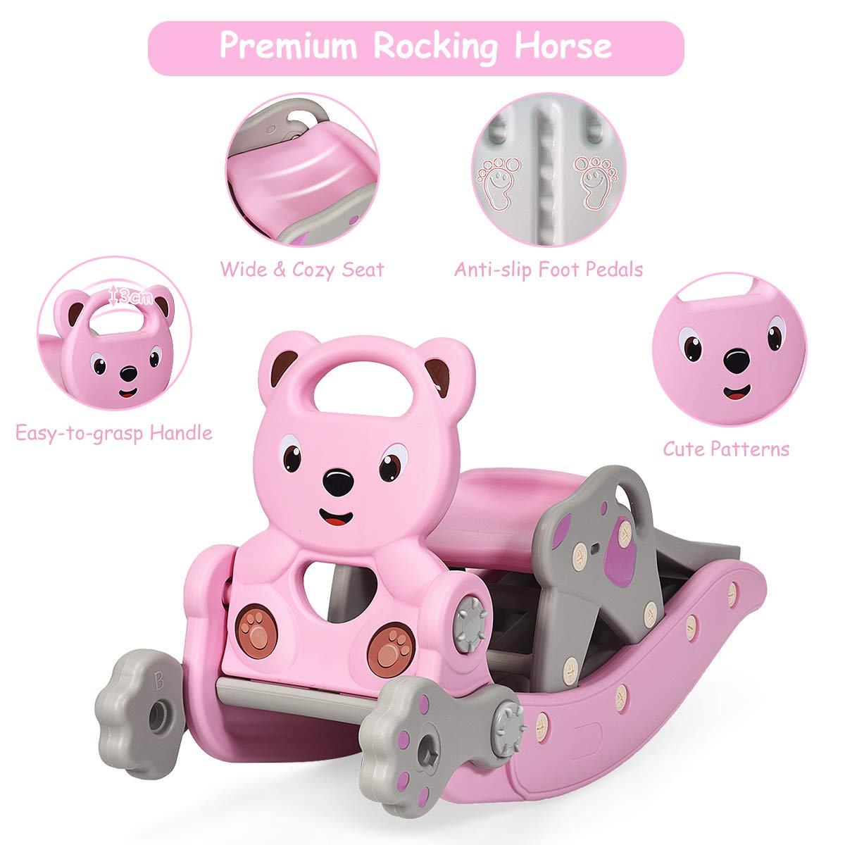 Buy Costzon 4 in 1 Toddler Slide Rocking Toy, Portable Kids Rocking ...