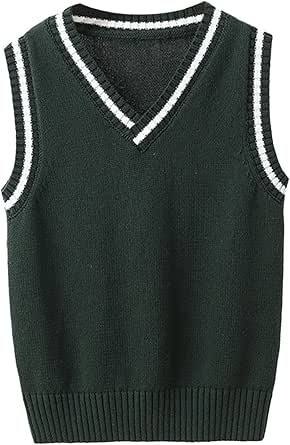 V Neck Knitted Vests for Boys Girls Sleeveless School Uniform Pullover ...