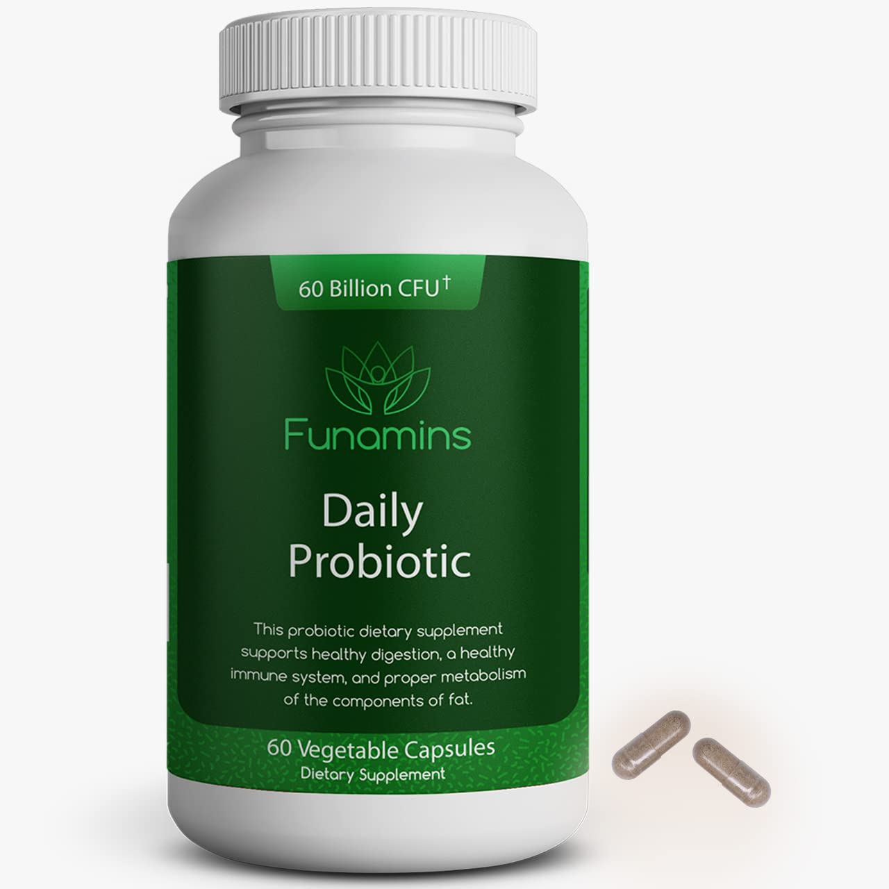 Amazon.com: Funamins 60 Billion CFU Daily Probiotic, Vegan, 10 Strain ...