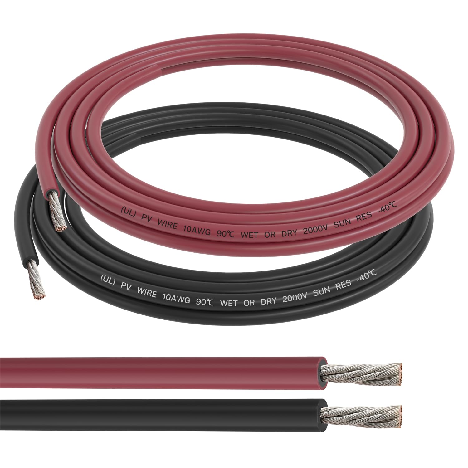 Snapklik.com : 10 Gauge Photovoltaic Wire Solar Panel Cable Red And ...