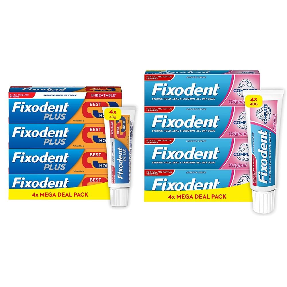 Fixodent Plus Denture Adhesive Cream, Best Hold, Premium & Complete ...