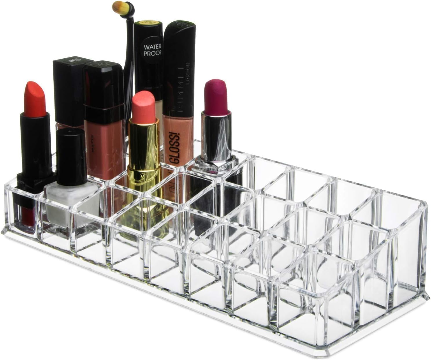 wolpin Lipstick Organizer 9 Compartments Makeup Storage Holder Box ...