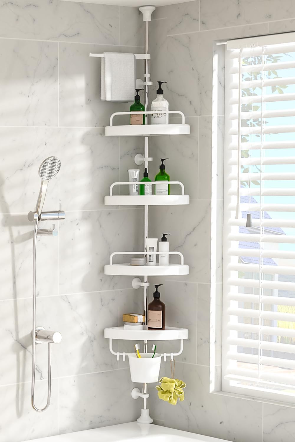 Amazon.com: WSBArt Upgrade Sturdy Shower Caddy Tension Pole Corner ...