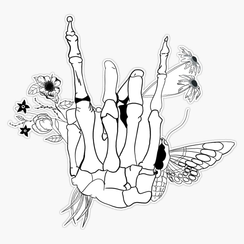Amazon.com - Skeleton hand Sticker Bumper Sticker Vinyl Decal 5"