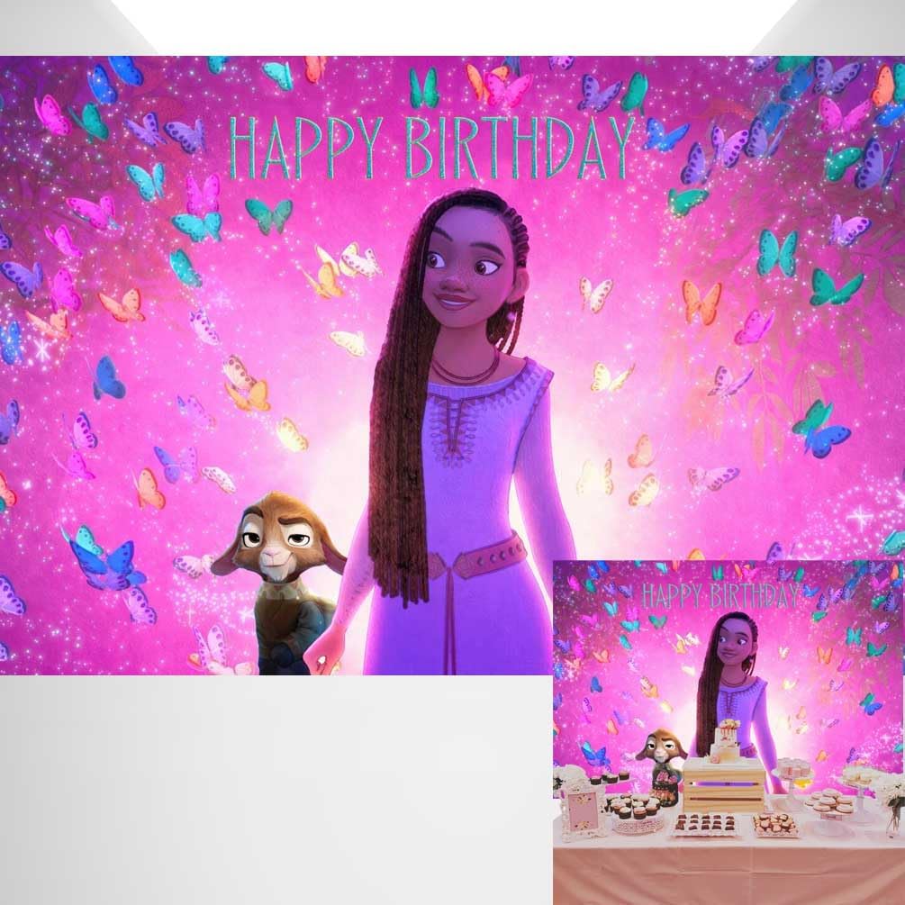 Amazon.com : Asha Birthday Party Backdrop Wish Movie Theme Decorations ...