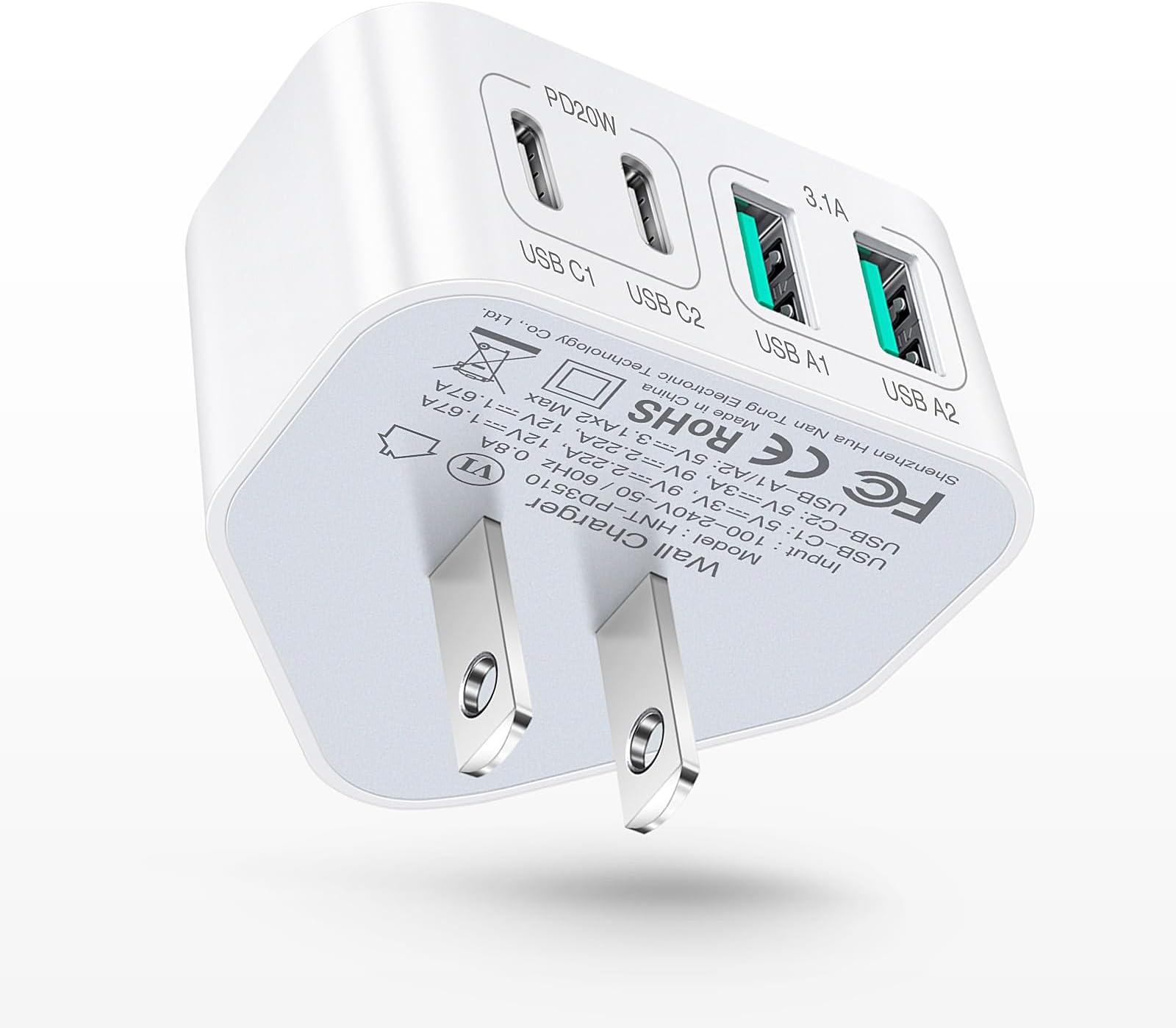 Amazon.com: USB C Wall Charger, Excgood 40W Fast Charging Block 4Port ...