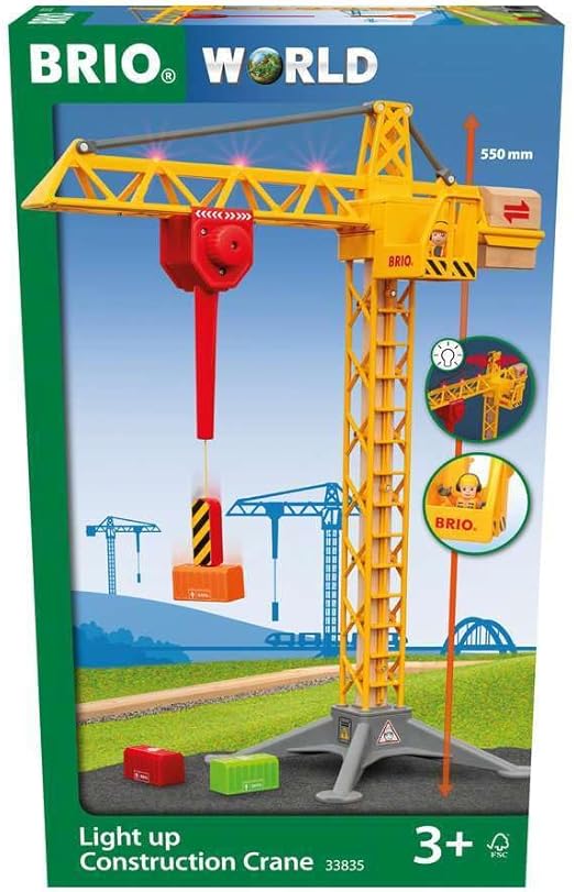 Amazon.com: BRIO 33835 Construction Crane with Lights | Premium Wooden ...