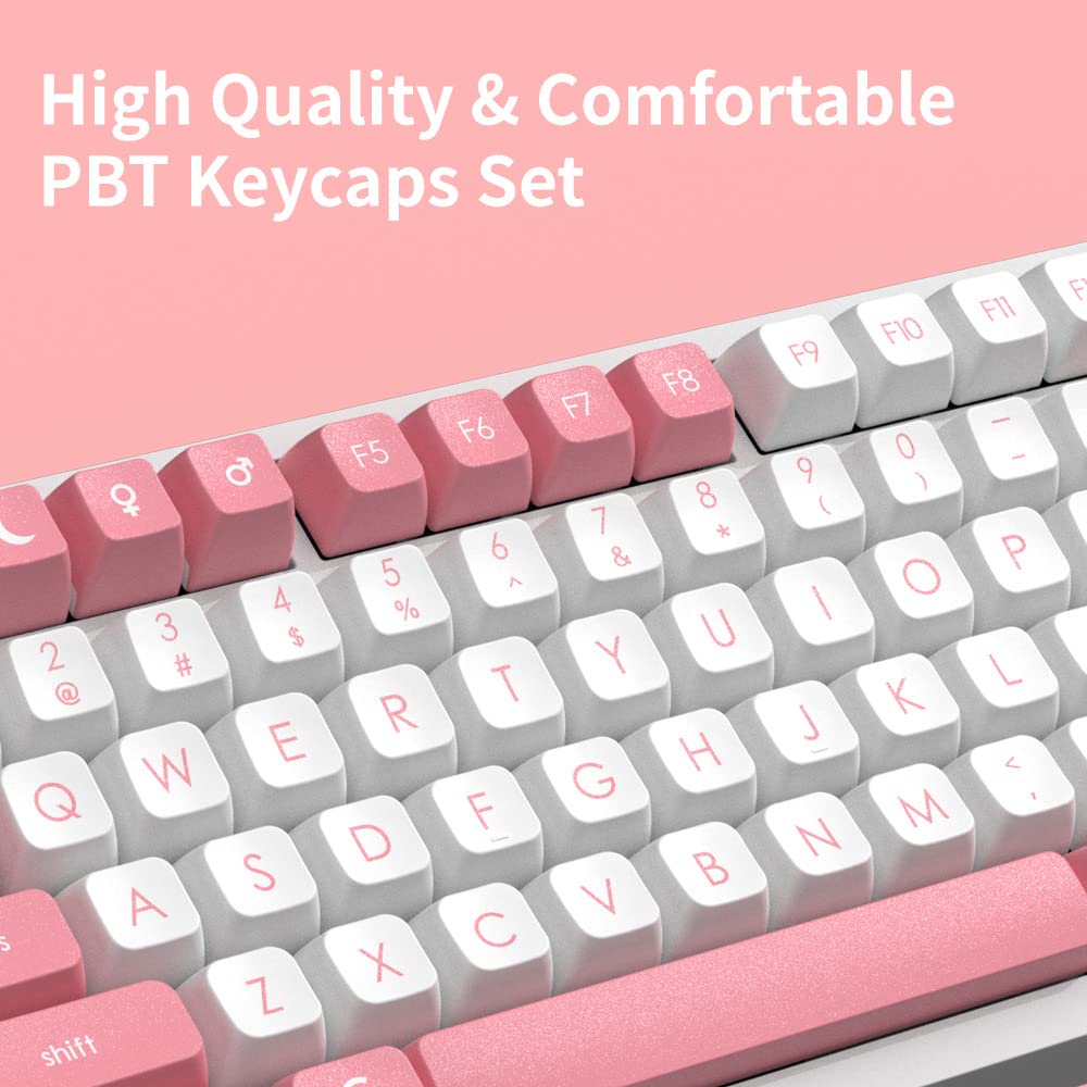 Snapklik.com : NACODEX 129 Keys PBT Keycaps Set, JSA Profile Pink-White ...