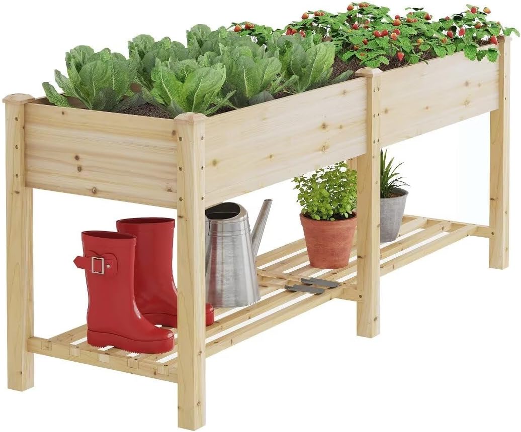 Amazon.com: Gardener's Supply Company Raised Garden Bed Elevated Cedar ...