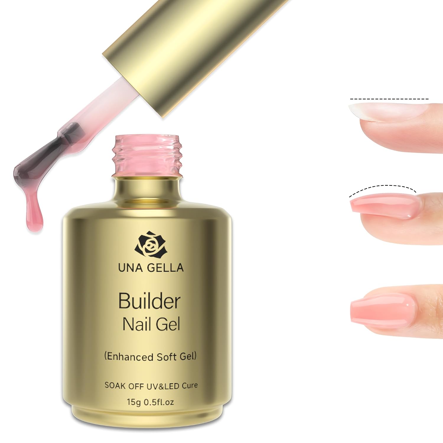 Amazon.com : UNA GELLA Builder Gel for Nails, 5 in 1 Peach Pink Builder ...