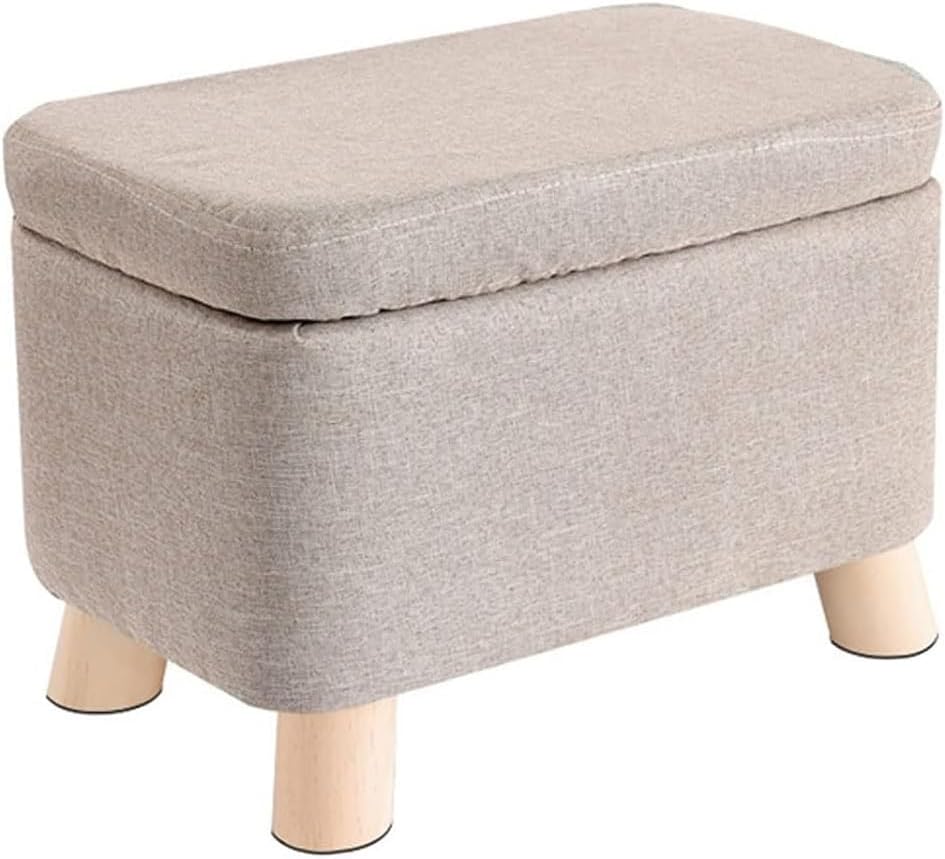 Amazon.com: HKIUMJT Stool Stool Storage Stool Cotton Linen Storage ...