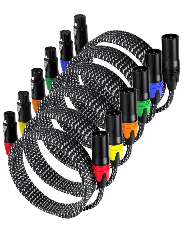Snapklik.com : VANDESAIL XLR Microphone Cable 6 Ft 6 Pack Braided ...