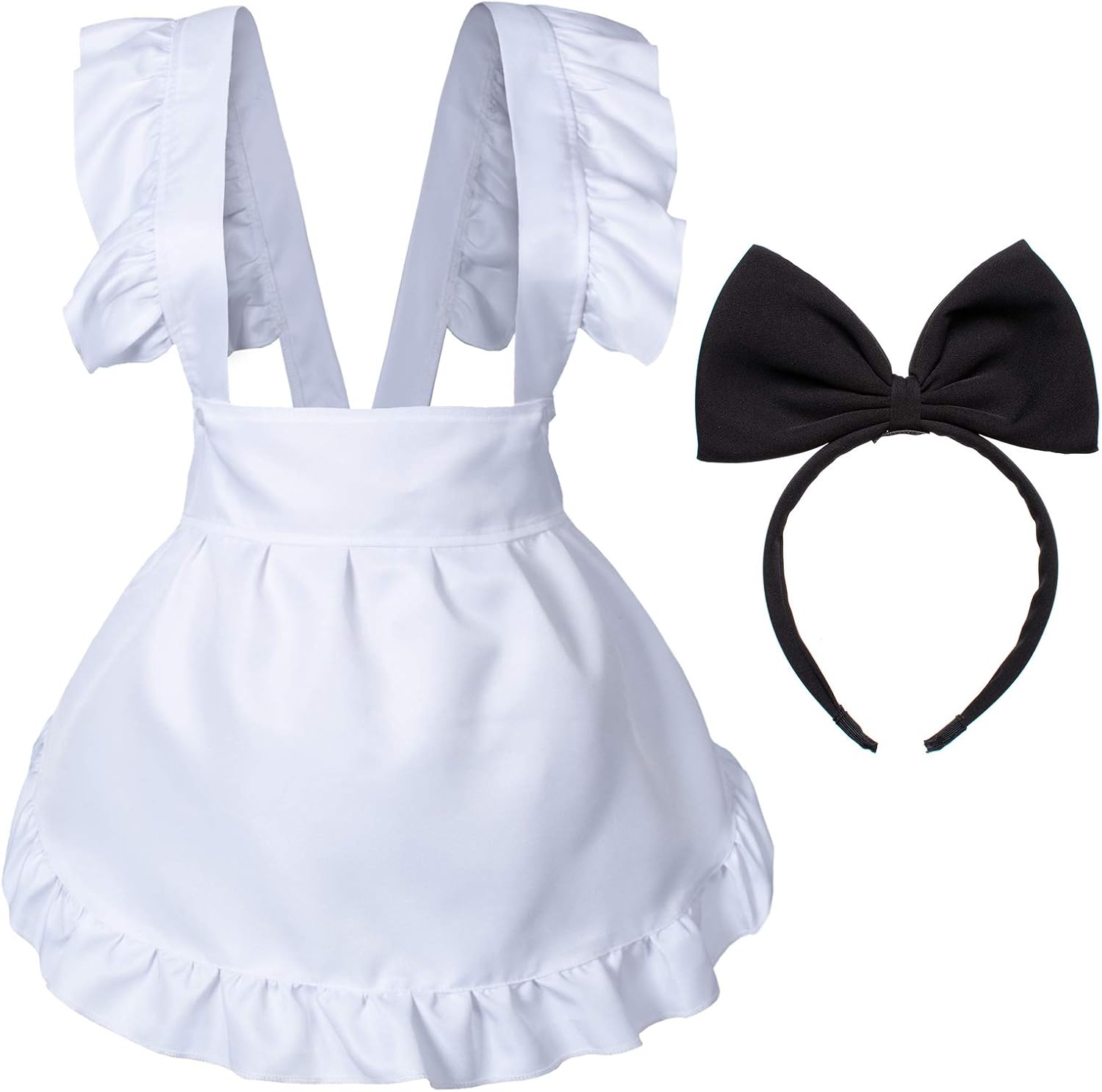 Amazon.com: Fancy Cute White Retro Frilly Adorable Maid Waitress Aprons ...
