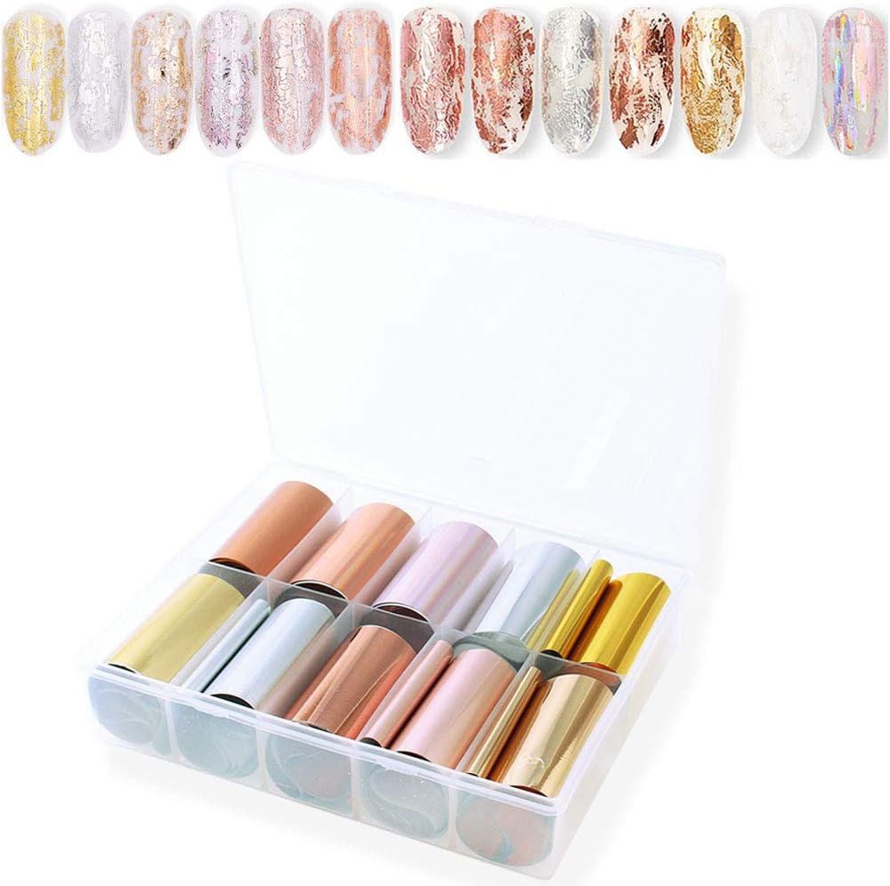 Amazon.com: SILPECWEE 10 Rolls Flower Nail Foil Daisy Nail Transfer ...