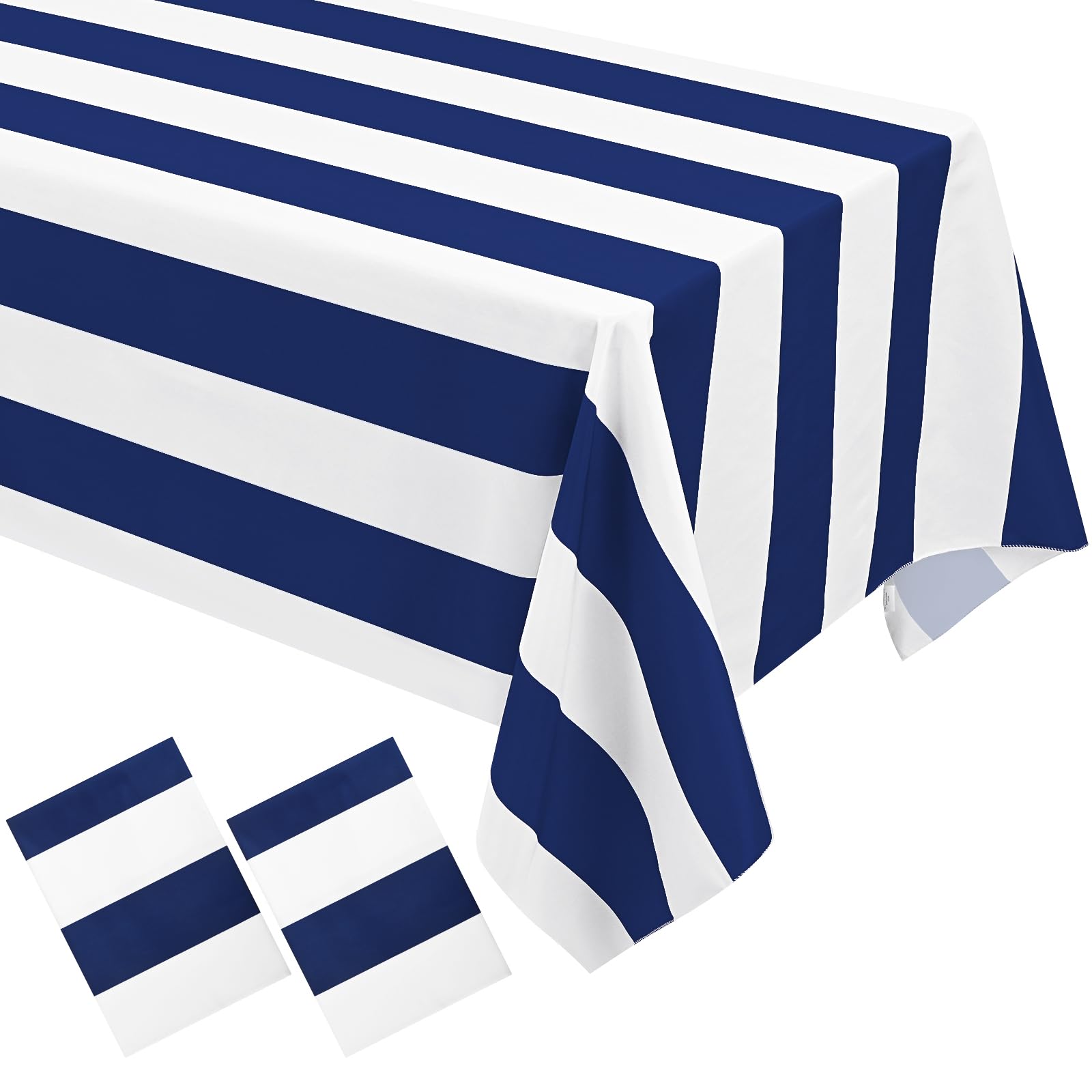 Amazon.com: 2 Pack Blue and White Striped Tablecloth Rectangle ...