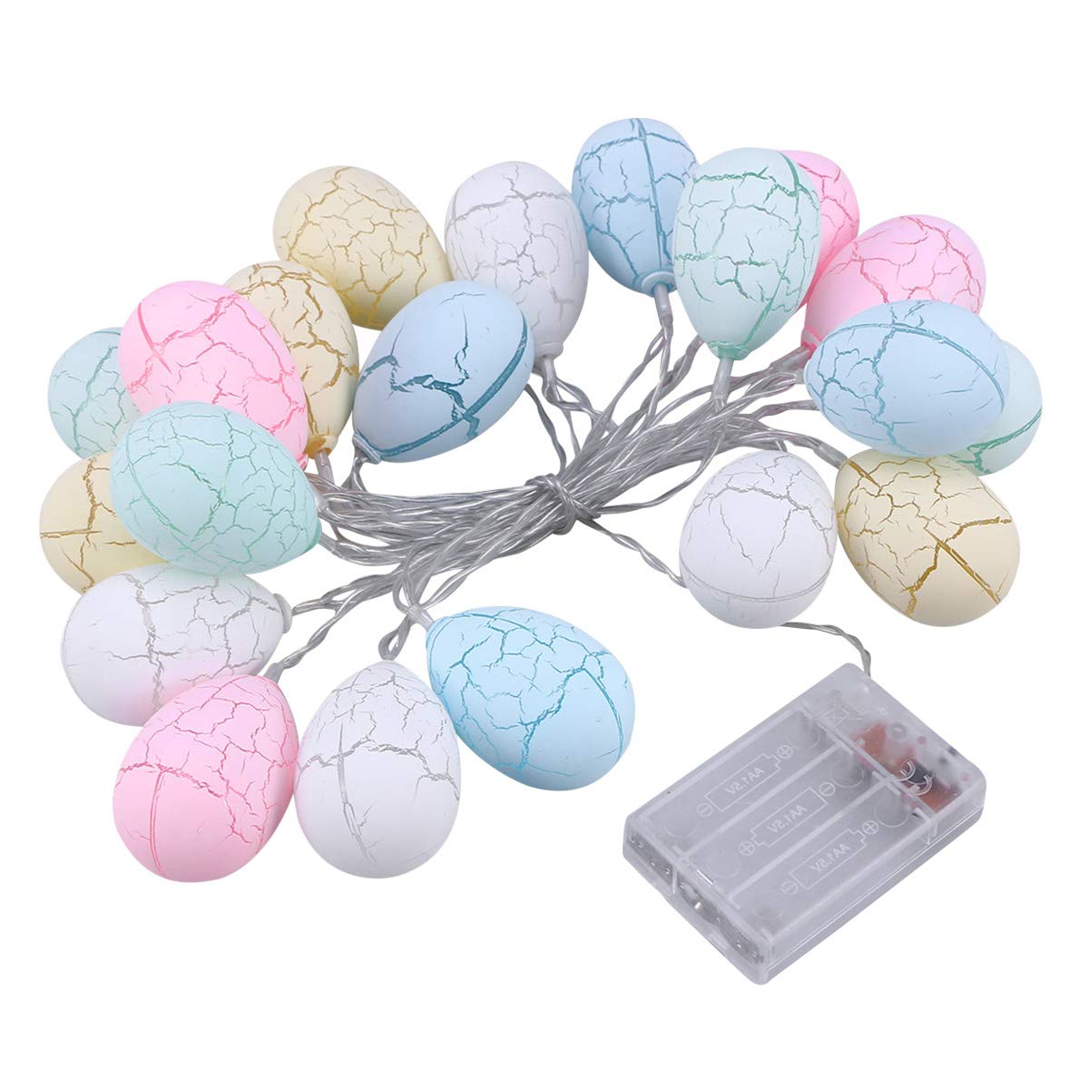 Mobestech 3 Meters 20 LED Easter Fairy Lights Battery Power Decoration Light Colorful Crack Egg ...