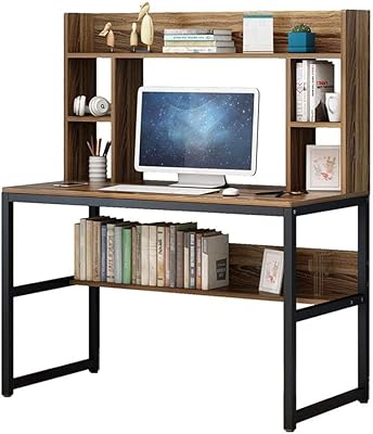 Amazon.com: Tangkula White Computer Desk with Bookshelf, Writing Study ...