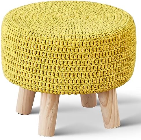 Amazon.com: Lineshading Nursery Ottoman Kids Ottoman Hand Weave Round ...