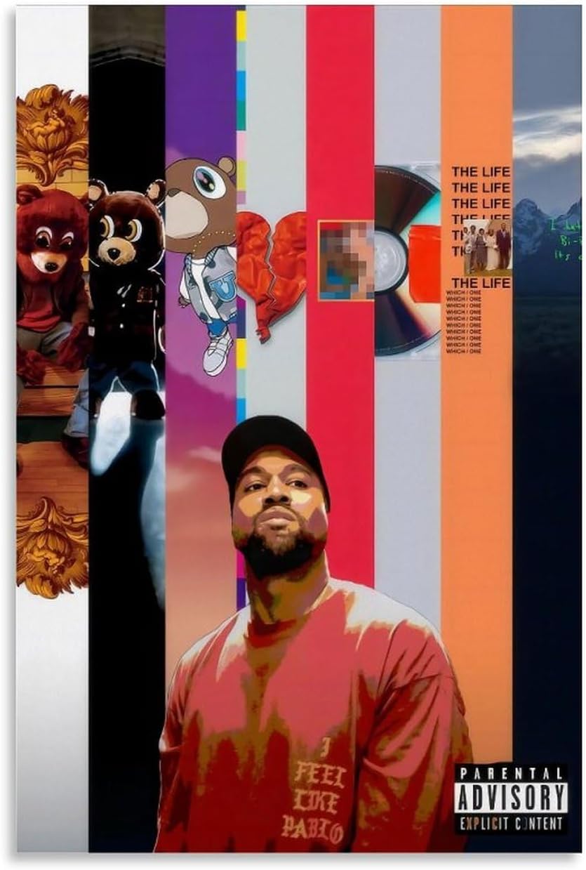 Amazon.com: yuZijIAng Album Collage Art Cover Kanye West Poster Canvas ...