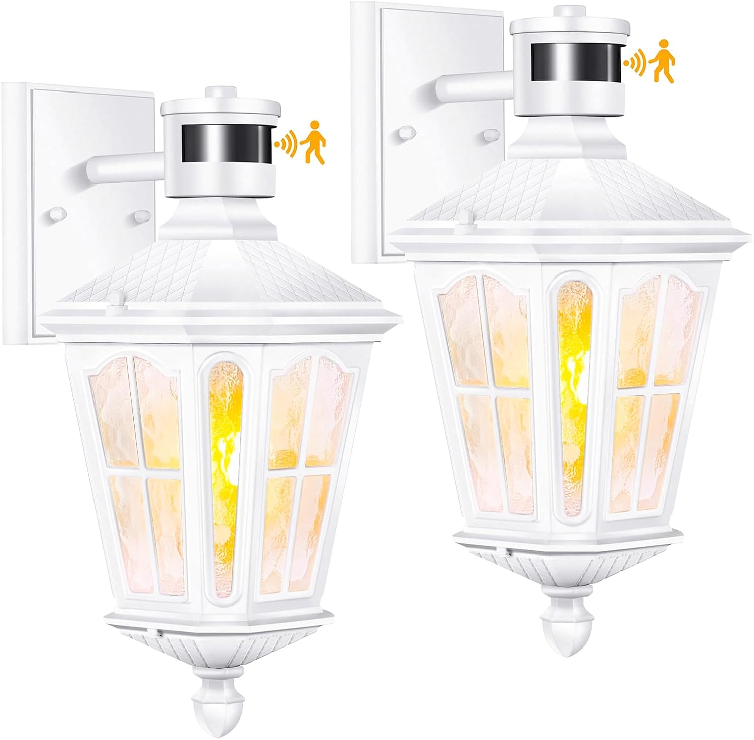 XANGQAN 2 Pack White Motion Sensor Outdoor Wall Lights, Dusk to Dawn ...