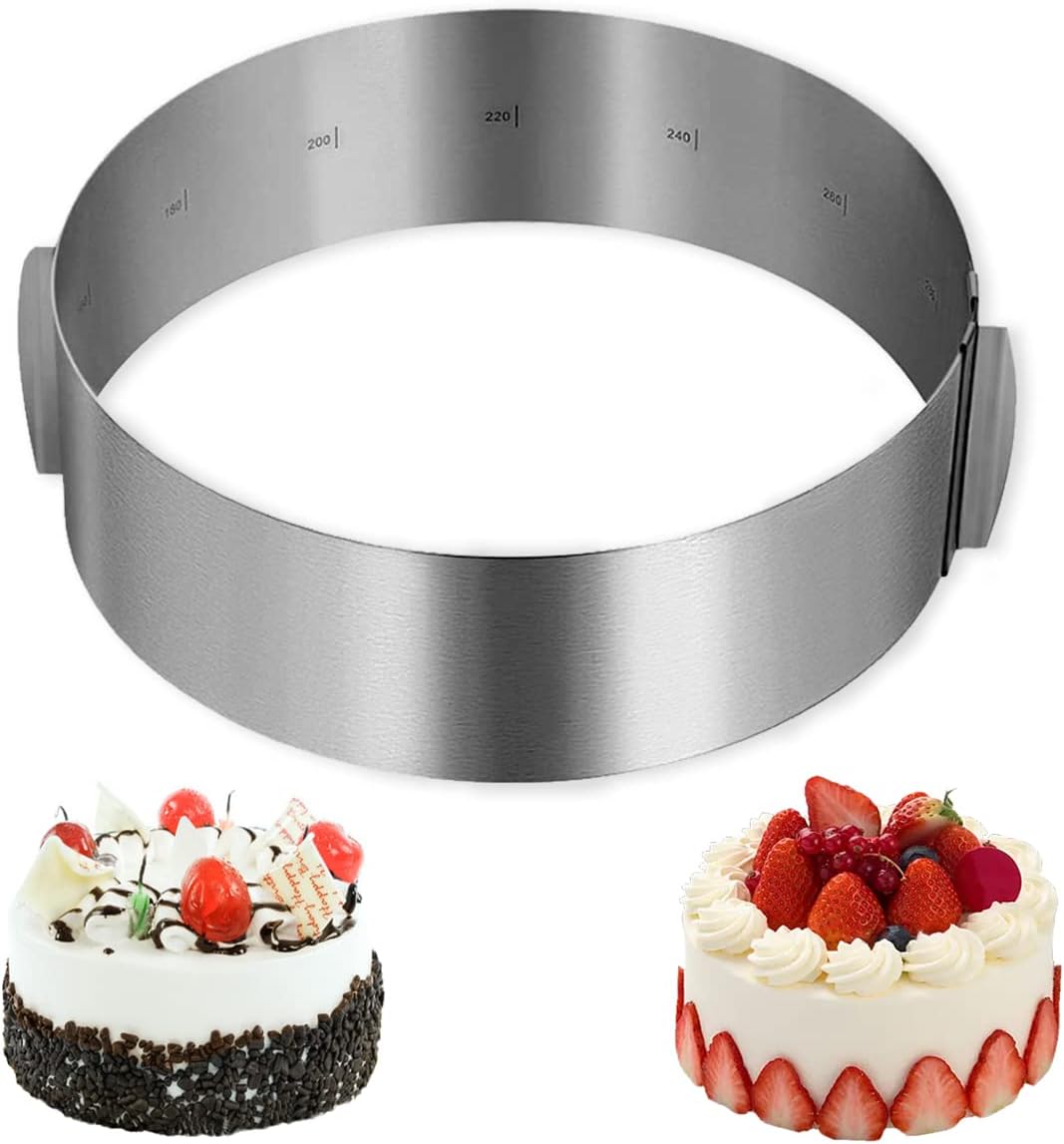 Amazon.com: ZOBKGF Stainless Steel Cake Mold, Adjustable Circle Cookie ...