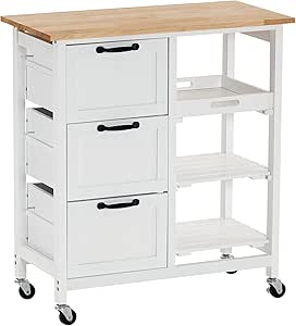 Amazon.com: Kitchen Storage Cart - Rolling Kitchen Island on Wheels ...