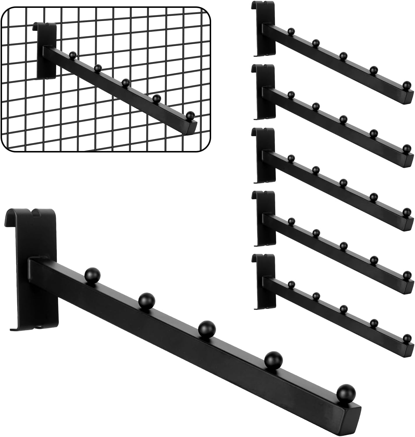 Amazon.com: ALISWAT 6 Pack Gridwall Waterfall Hooks 5 Ball, 12 Inch ...