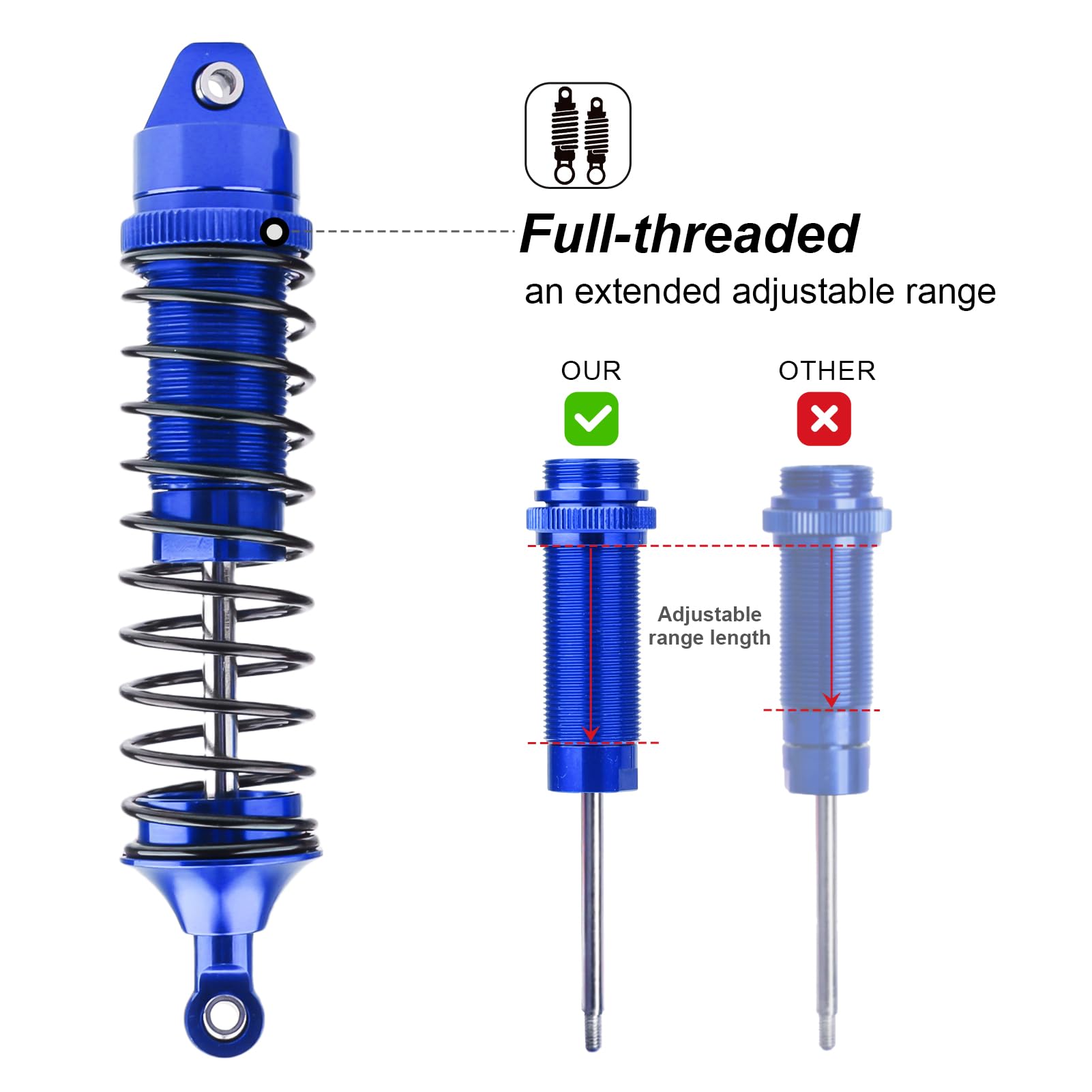 Snapklik.com : HobbyPark All Metal Shocks For Traxxas Rustler 4X4 VXL ...