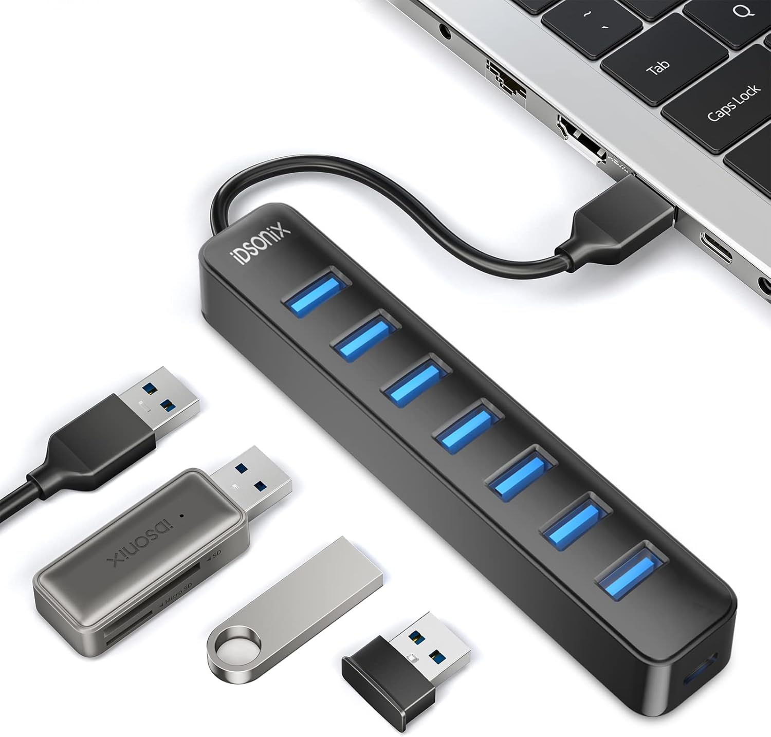 Hub USB 3.0 Multiple, Hub USB 7 Puertos Multiplicador, Conector USB Multi Adaptador USB Para ...