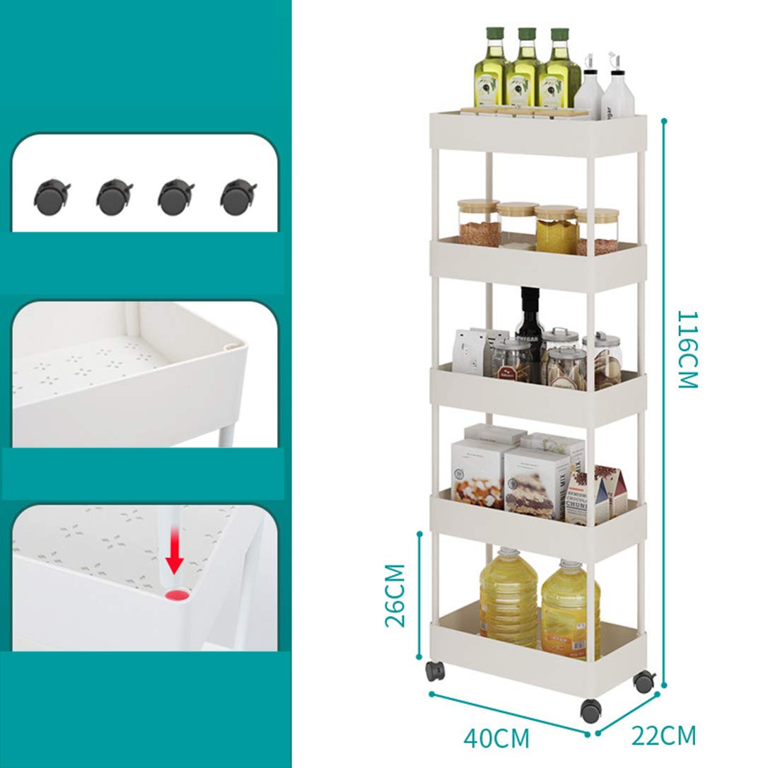 Buy ZYFA Kitchen Storage Rack Serving Trolley Island Cart With Wheels ...
