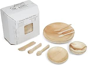 Canape King Palm Leaf Plates - 90 Pcs Disposable Plates Bowls & Wooden ...