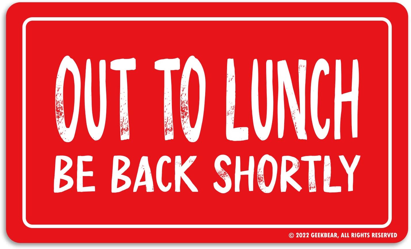 Amazon.com: GEEKBEAR Out to Lunch Sign (Red) - Unique, Premium Acrylic ...