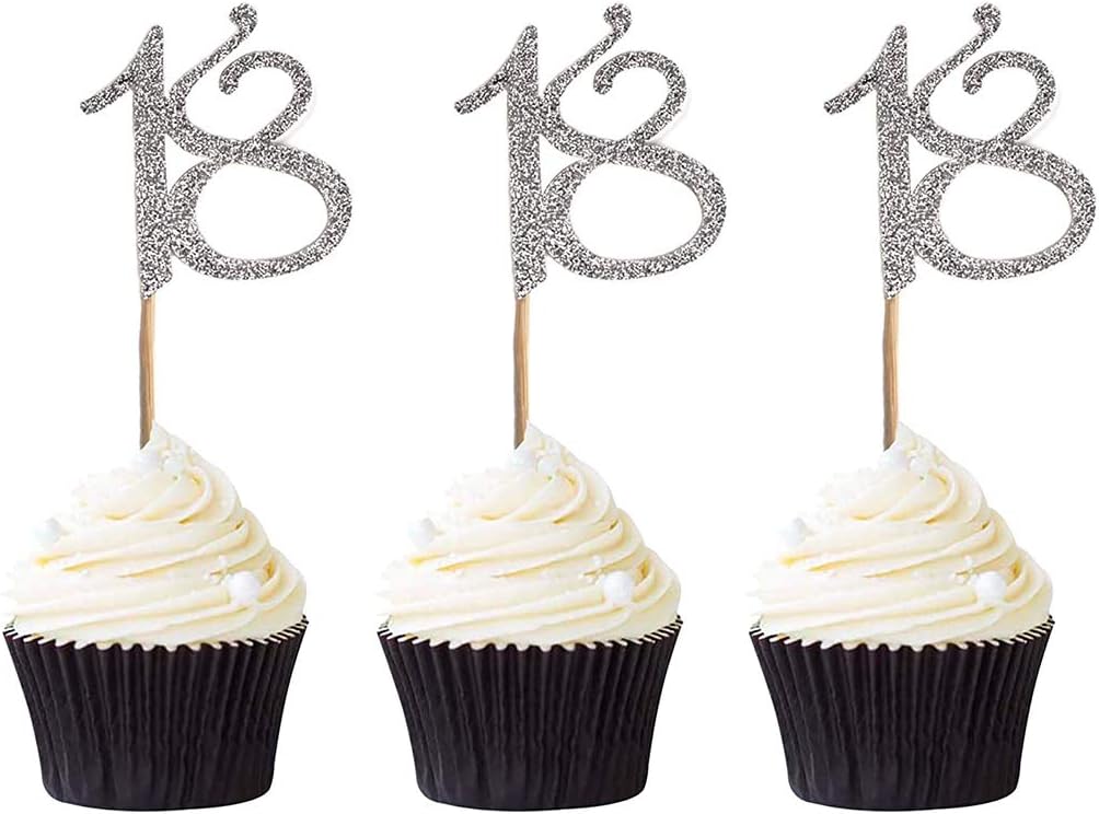 Amazon.com: 24 PCS 18th Cupcake Toppers - Anniversary or Birthday ...