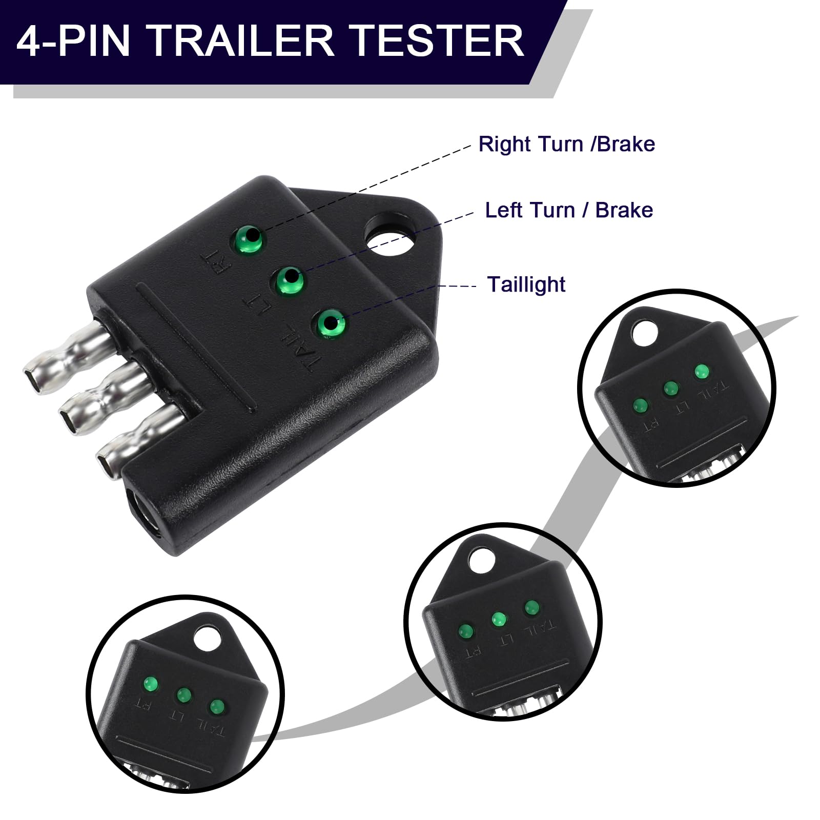 4 Pin Trailer Wiring 4-Way Flat & 7-Way Round Trailer Wiring Tester ...