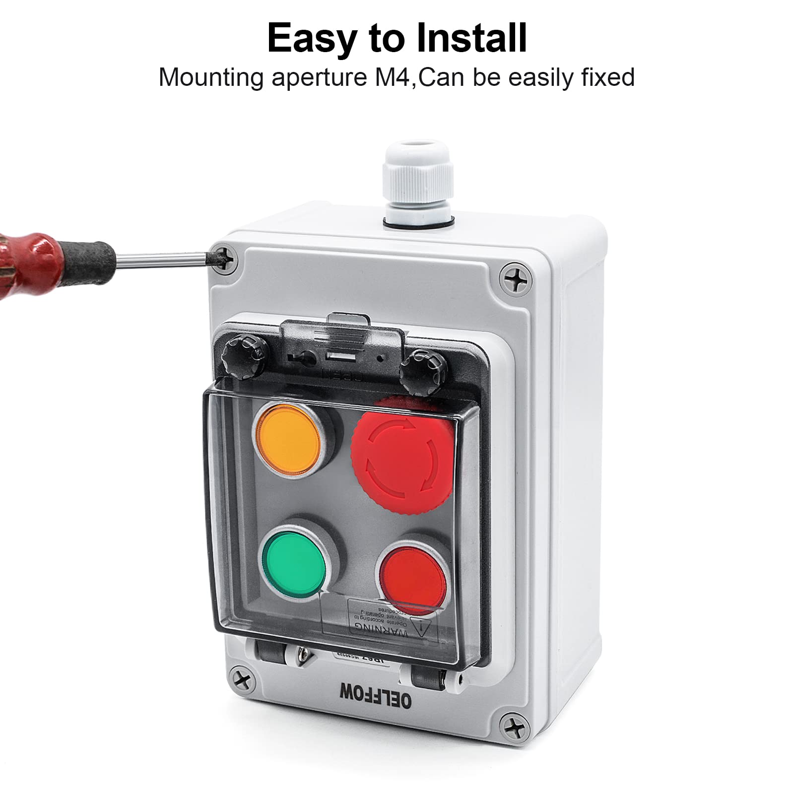 Snapklik.com : OELFFOW IP67 Button Switch Outdoor Waterproof Box 4 ...