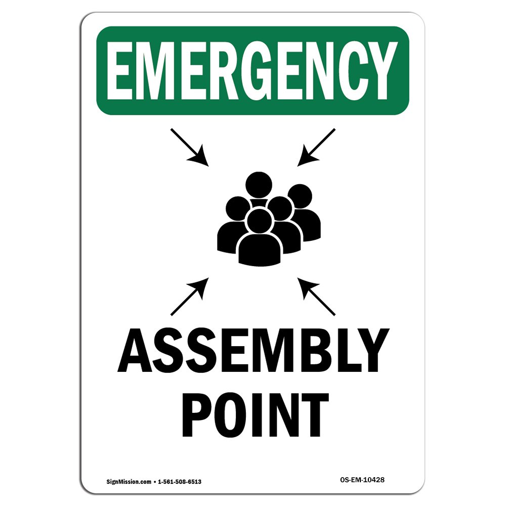 Amazon.com: OSHA Emergency Sign - Assembly Point with Symbol | Aluminum ...