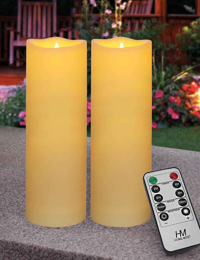 Amazon.com: HOME MOST 2-Pack Cream LED Candles Outdoor 2x6 - Unscented ...
