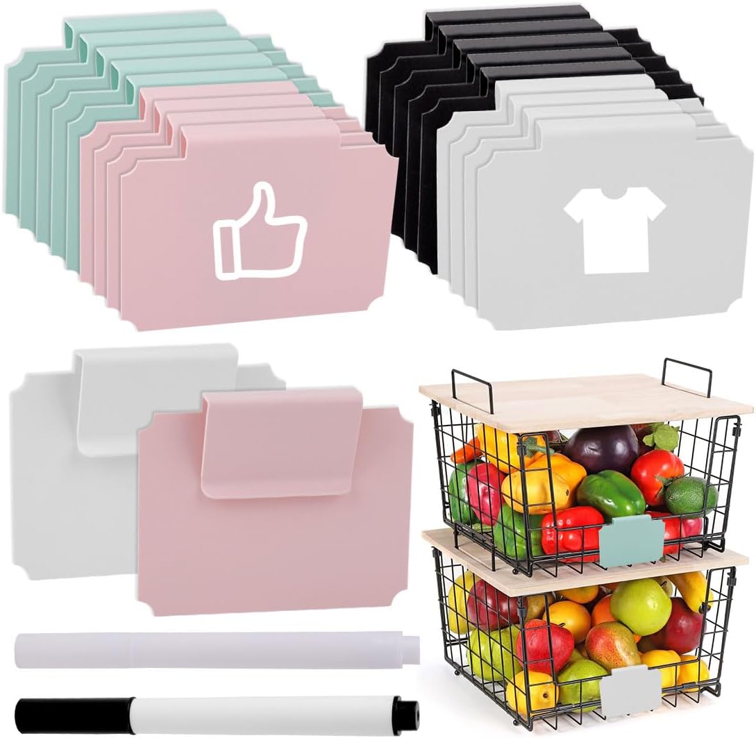 Amazon.com : CYEAH 30 Pcs Basket Labels for Storage Bins, Reusable Clip ...
