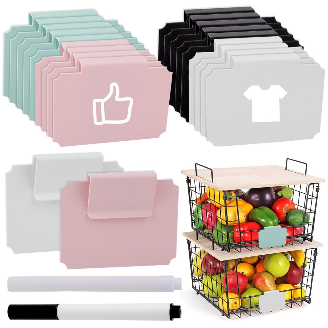 Voyyphixa Pack of 20 Labelling Labels Clip Label Holder for Pantry PVC ...