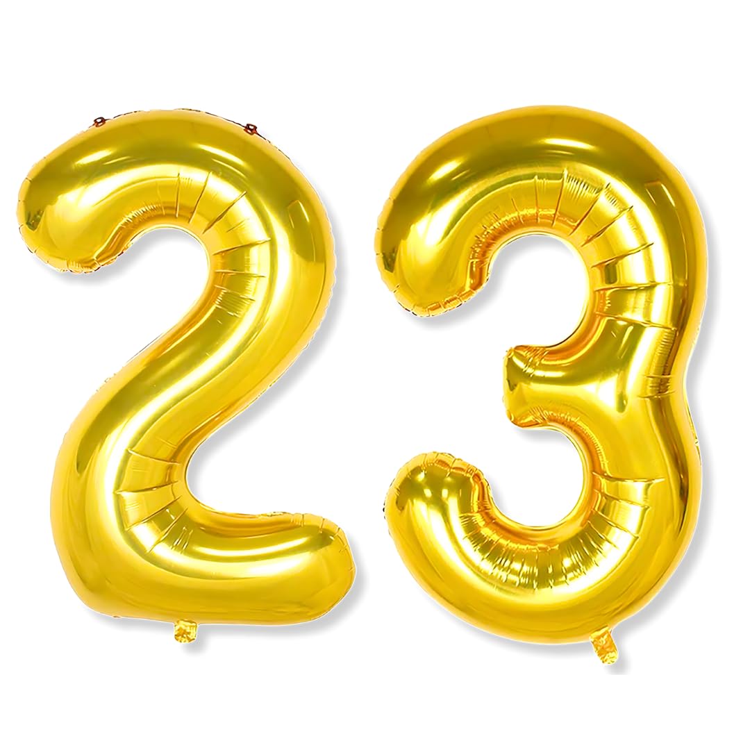 Flyloons 23 number Golden Foil Balloon 16 inch Size Birthday Decoration ...