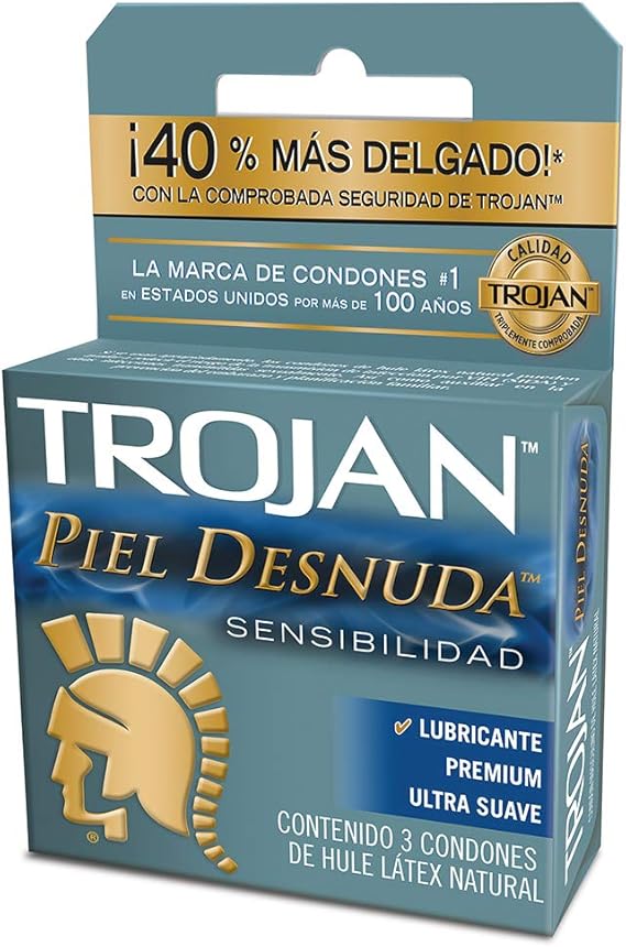 Trojan Condón Piel Desnuda, 3 piezas : Amazon.com.mx: Salud y Cuidado ...