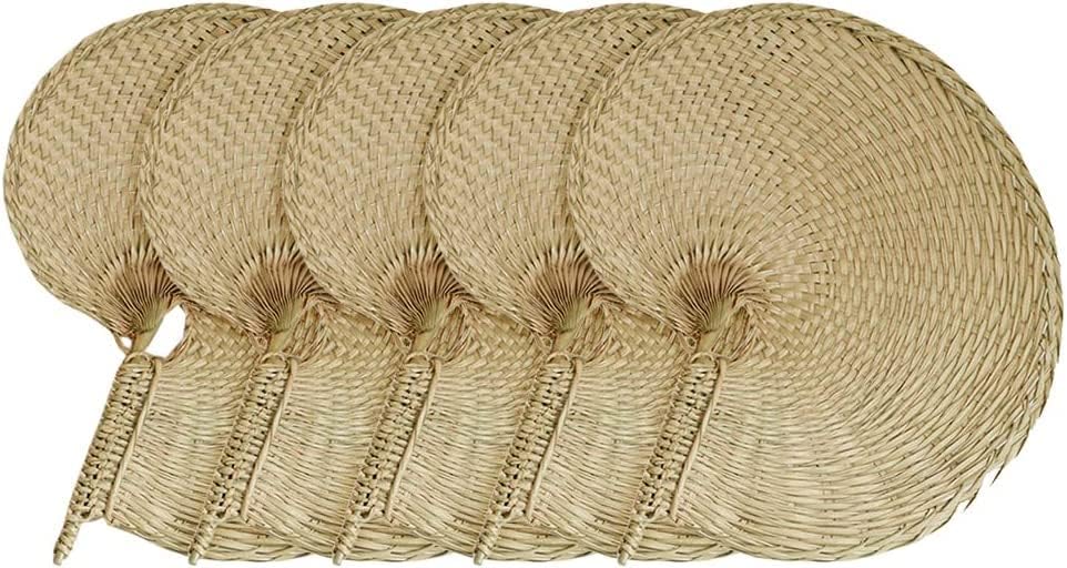 Amazon.com: Ykybhx 5PCS Summer Natural Bamboo Raffia Hand Weaving Fan ...